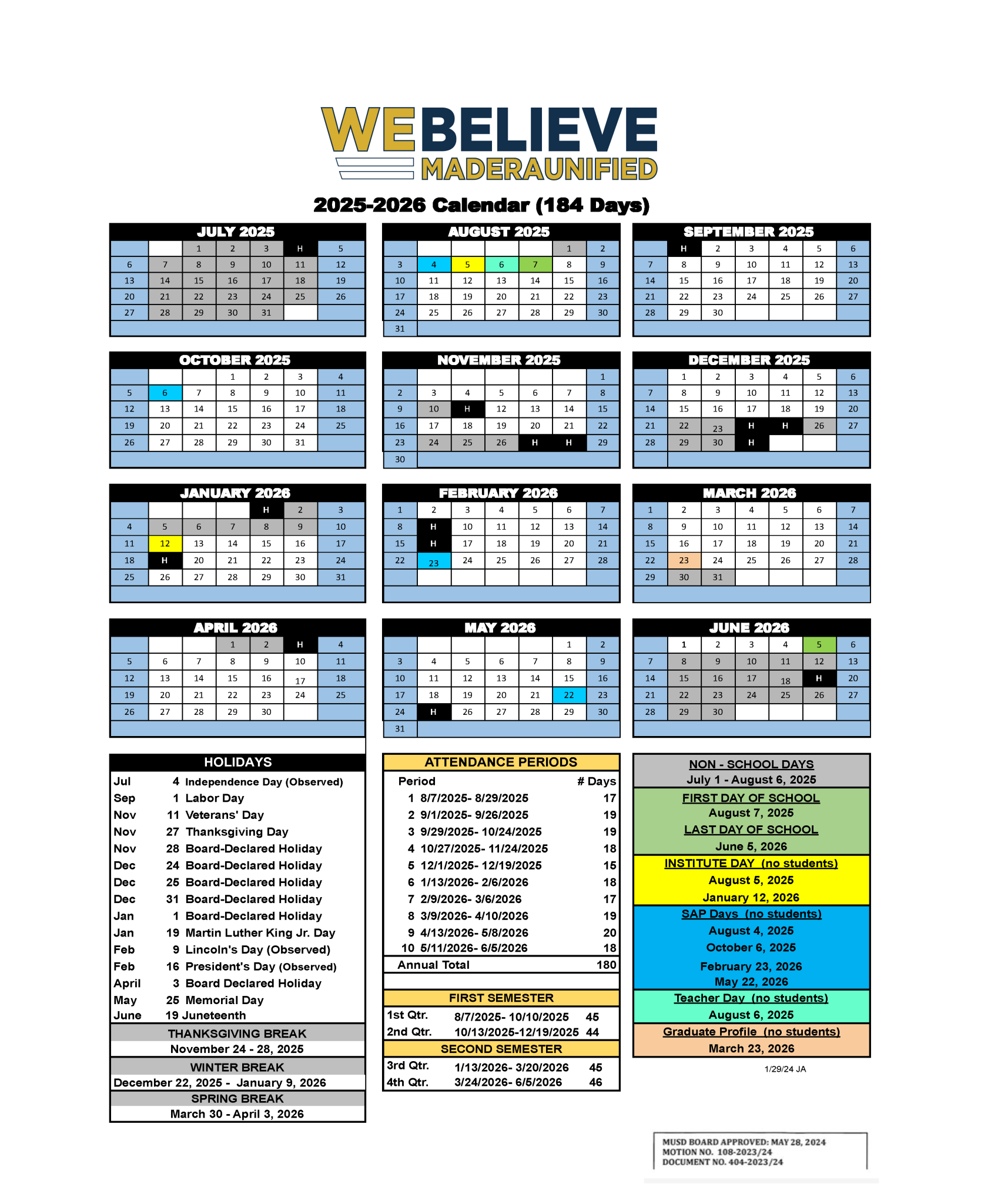 Calendar - Madera Unified School District